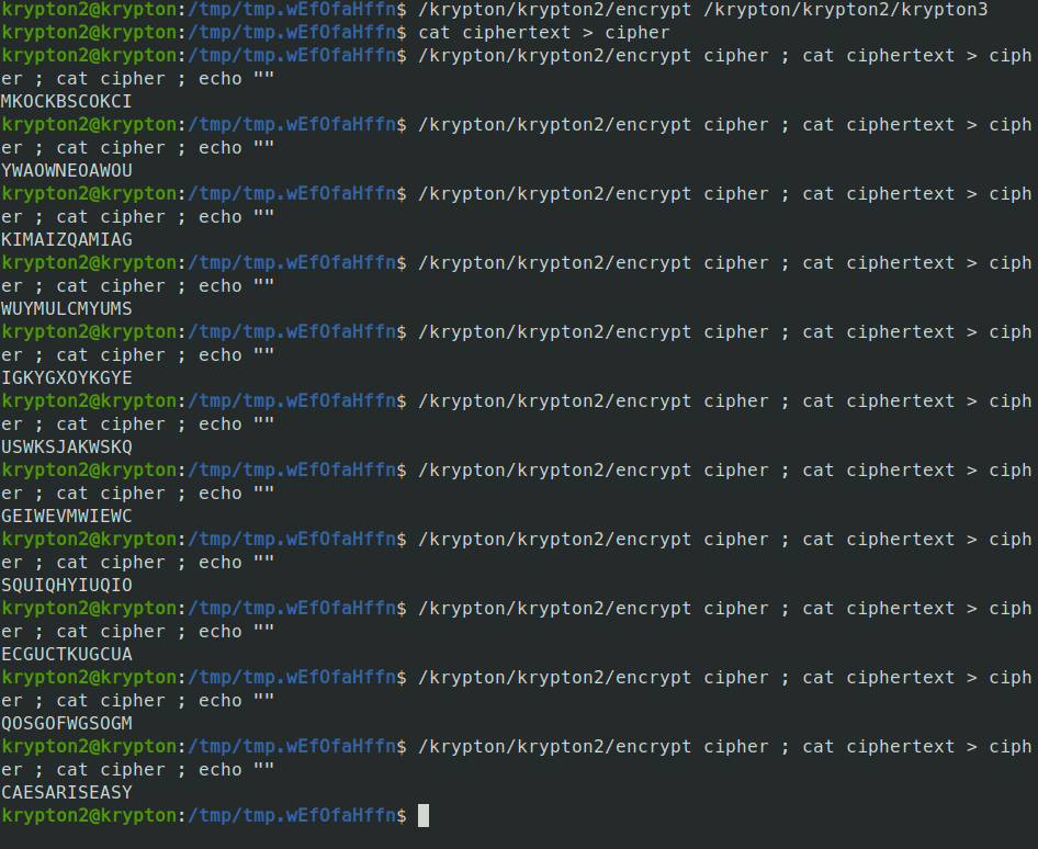We finally get a result that makes sense. So we have the password to level 3 is CAESARISEASY
